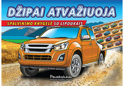 Džipai atvažiuoja. Spalvinimo knygelė su lipdukais | Pegasas