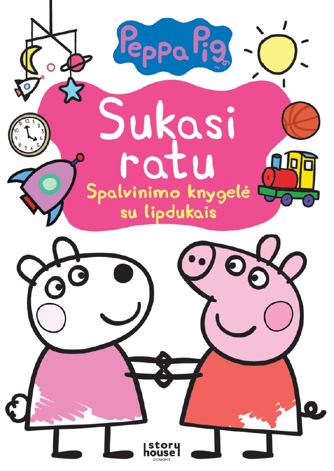 Peppa pig sukasi ratu. Spalvinimas su lipdukais | Pegasas
