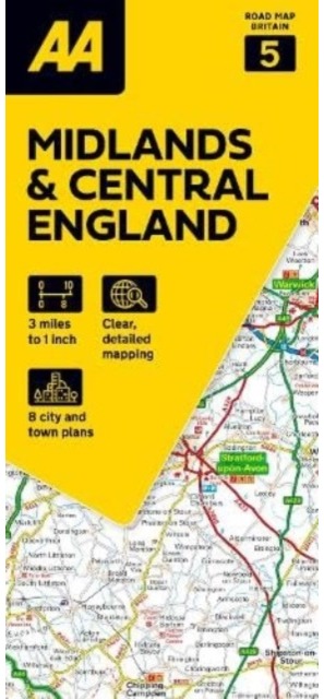 AA Road Map Midlands & Central England | Pegasas