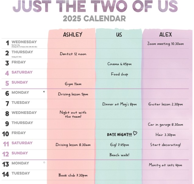 Just the Two of Us Planner Wall Calendar 2025 | Pegasas