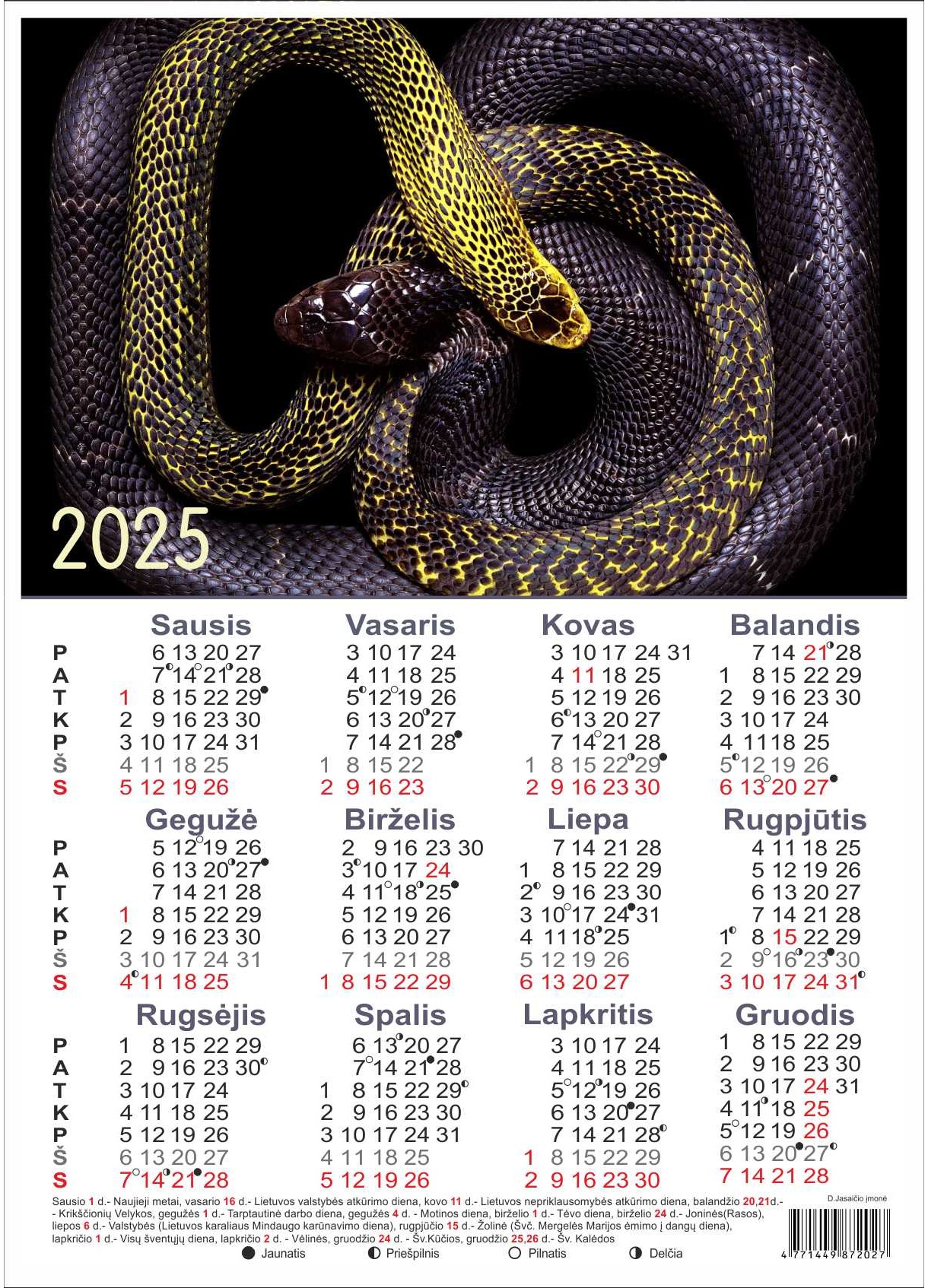 Kalendorius plakatas 2025 A3 | Pegasas
