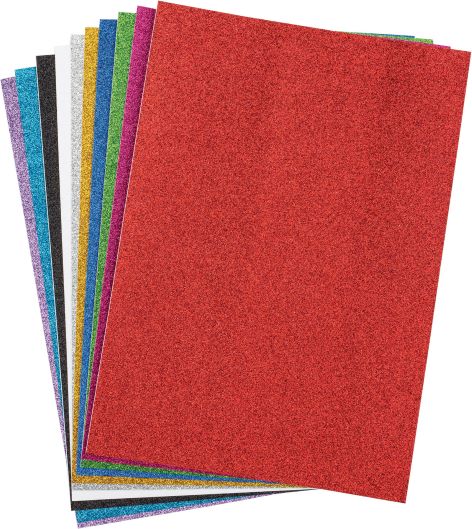 Popierius rankdarbiams GLITTER, lipnus, A4, 10 spalvų | Pegasas