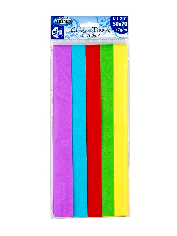 Popierius rankdarbiams TISSUE, 50x70 cm, 10 vnt (5 spalvos) | Pegasas