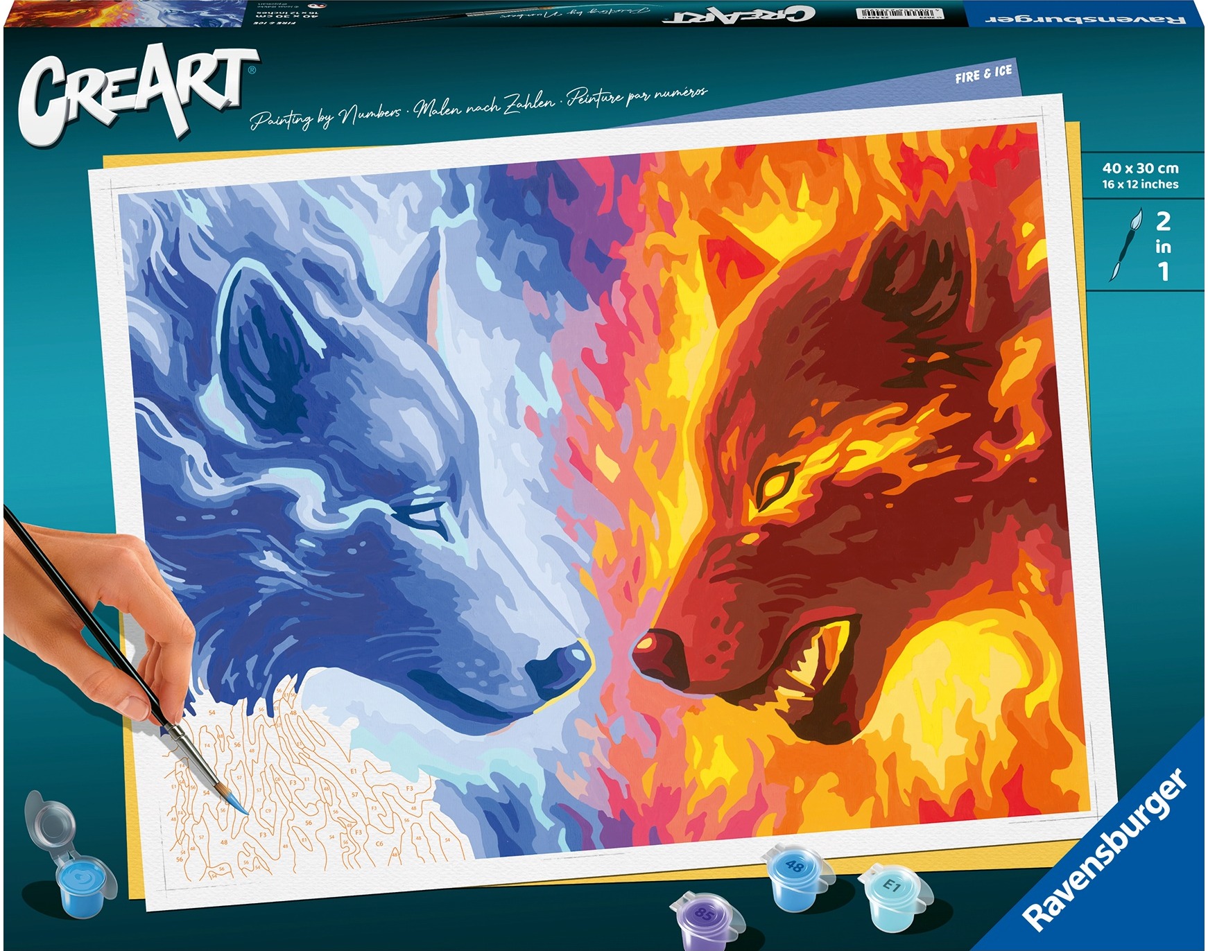 Tapyba pagal numerius RAVENSBURGER CREART Fire and Ice 30x40 cm | Pegasas