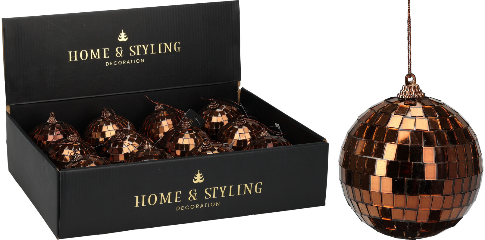 Eglutės burbulas MIRROR BALL BROWN, 8 cm | Pegasas