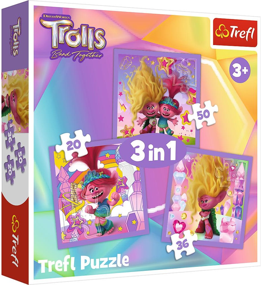 TREFL TROLLS 3 dėlionių rinkinys „Troliai 3“ | Pegasas
