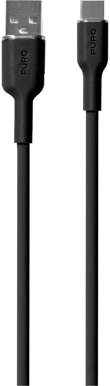 Įkrovimo laidas PURO USB-A to USB-C 1.5m, Puro Soft Cable, Black | Pegasas
