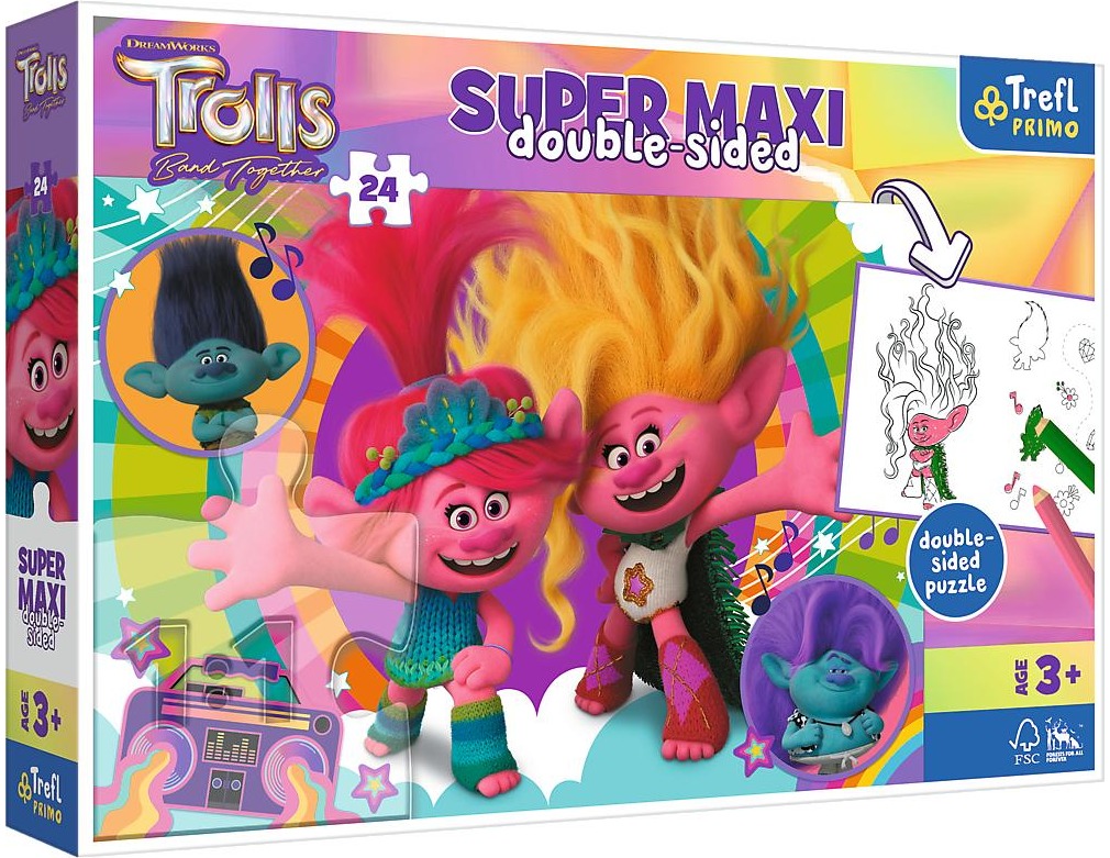 TREFL TROLLS Super maxi dėlionė, 24 det. | Pegasas